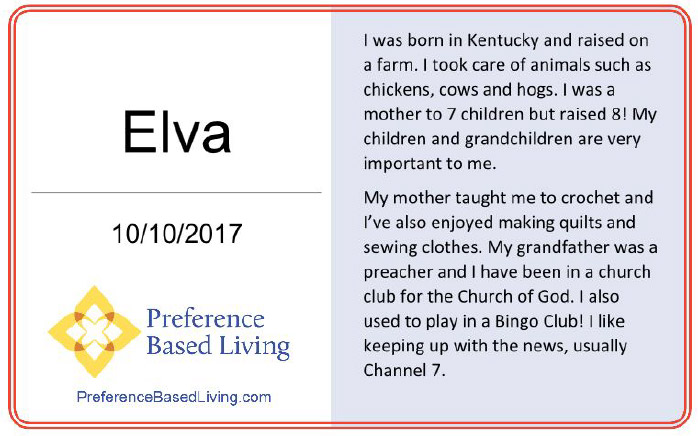 PELI PAL Cards: Samples | Preference Based Living